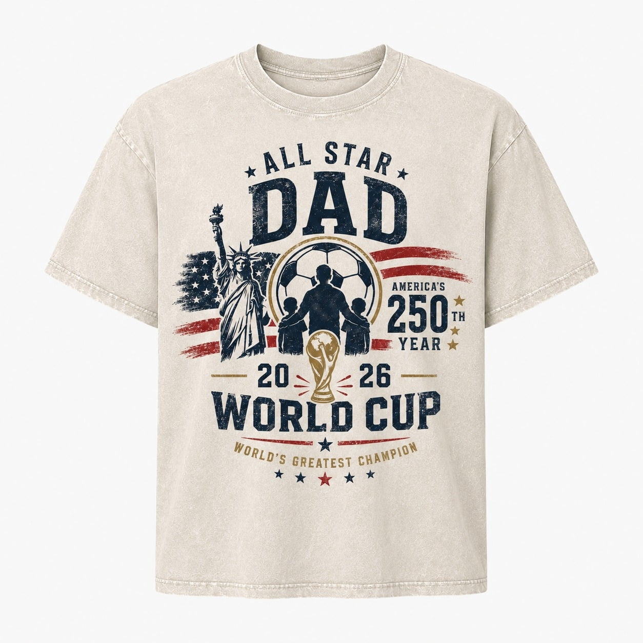 All Star Dad 2026 Soccer Mineral Wash T-Shirt, Patriotic Soccer Graphic ...