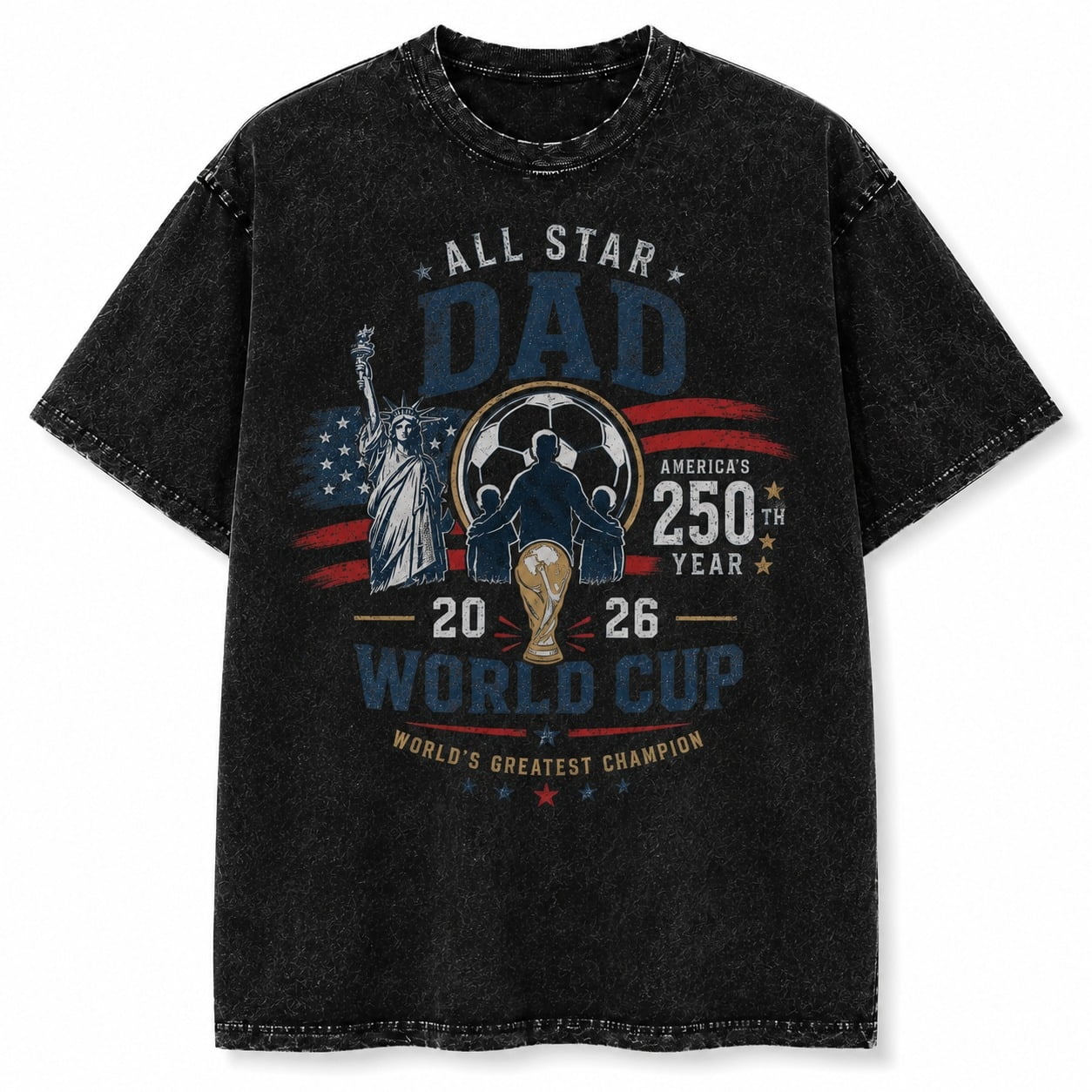 All Star Dad Soccer T-Shirt, 2026 Patriotic Dad Graphic Mineral Wash ...