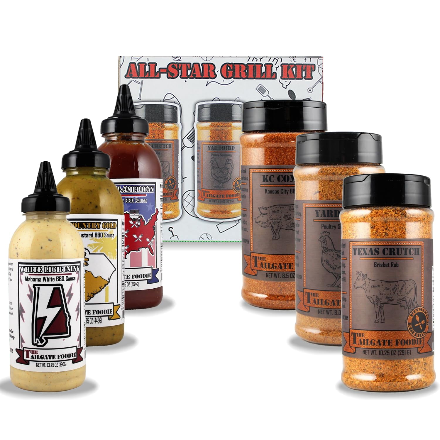 All-Star Grill Kit - BDF32 Premium BBQ Sauce & Seasoning 6-Piece ...