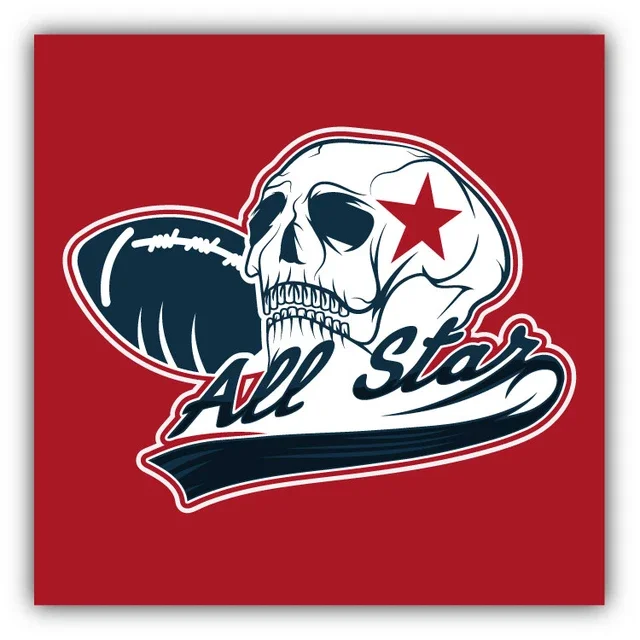 All Star Rugby American Football Skull Sport Car Sticker Phone Decal ...