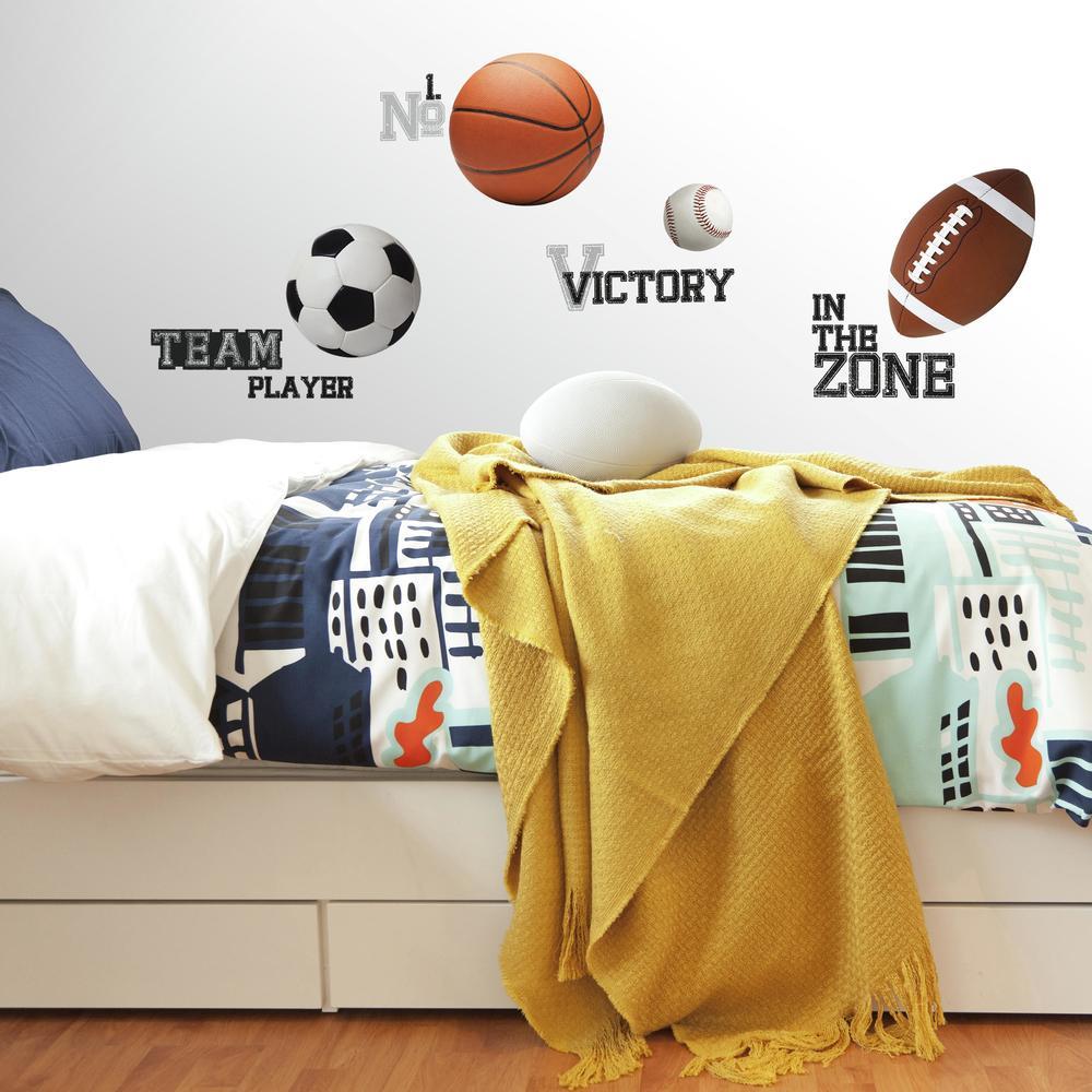 Roommates Decor 24 Boys ALL SPORTS WALL STICKERS Football Basketball ...