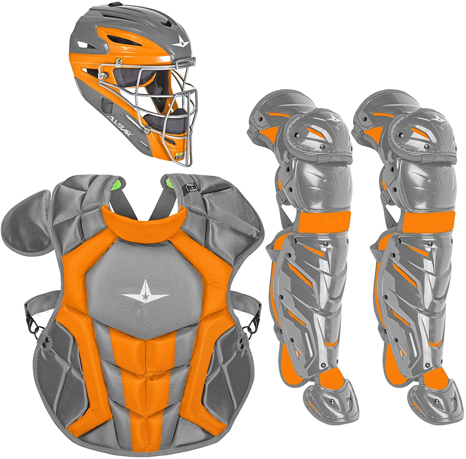 All Star Youth System7 Axis Elite Travel Team Catcher's Set Grey/Orange ...