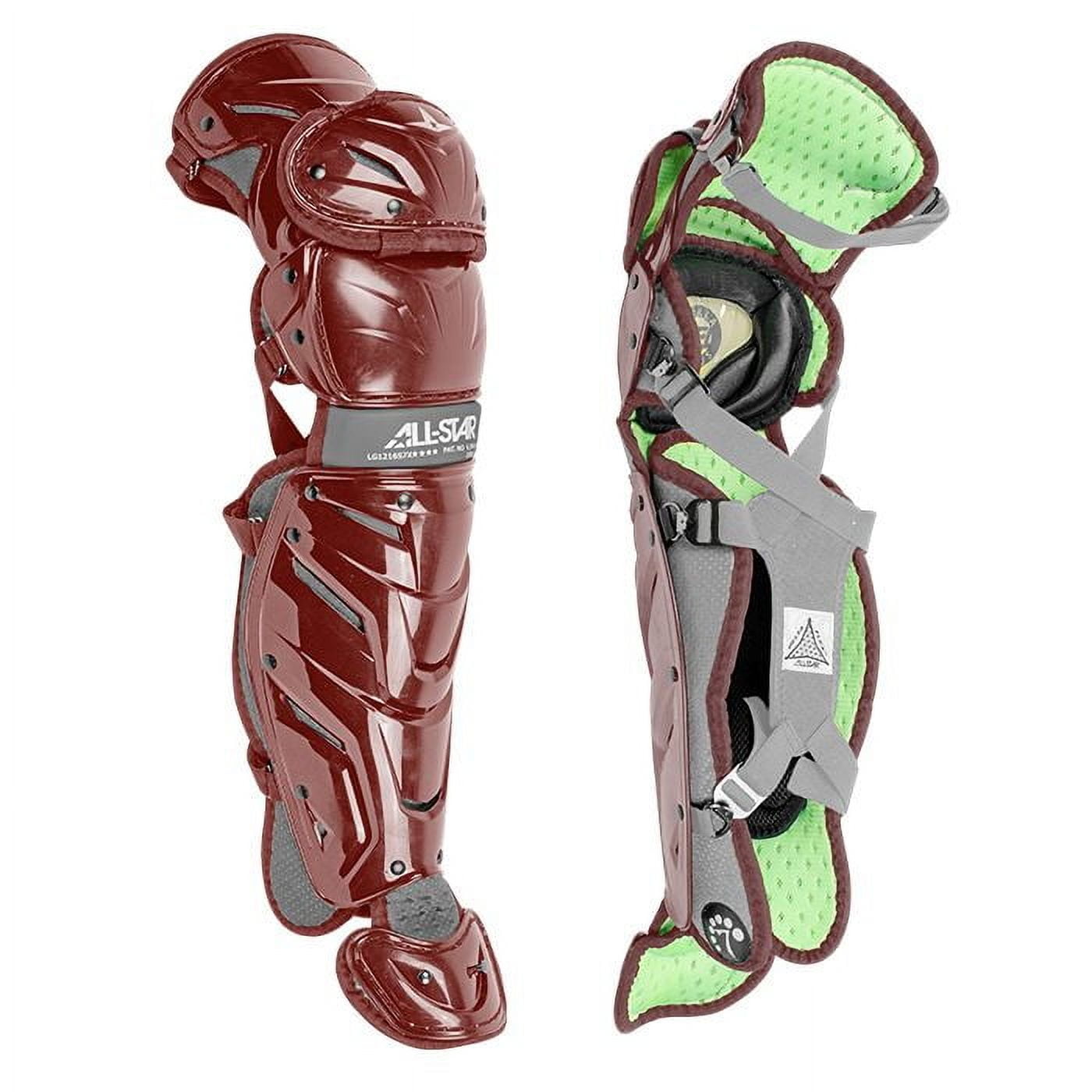 All Star Youth S7 Axis Baseball Catchers Leg Guards (9-12) Maroon ...