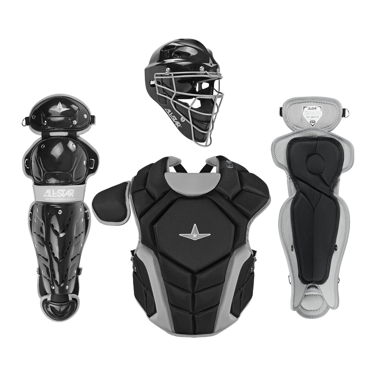 All Star Youth Baseball Catching Gear Set, Top Star, 12-16, w/ Face ...