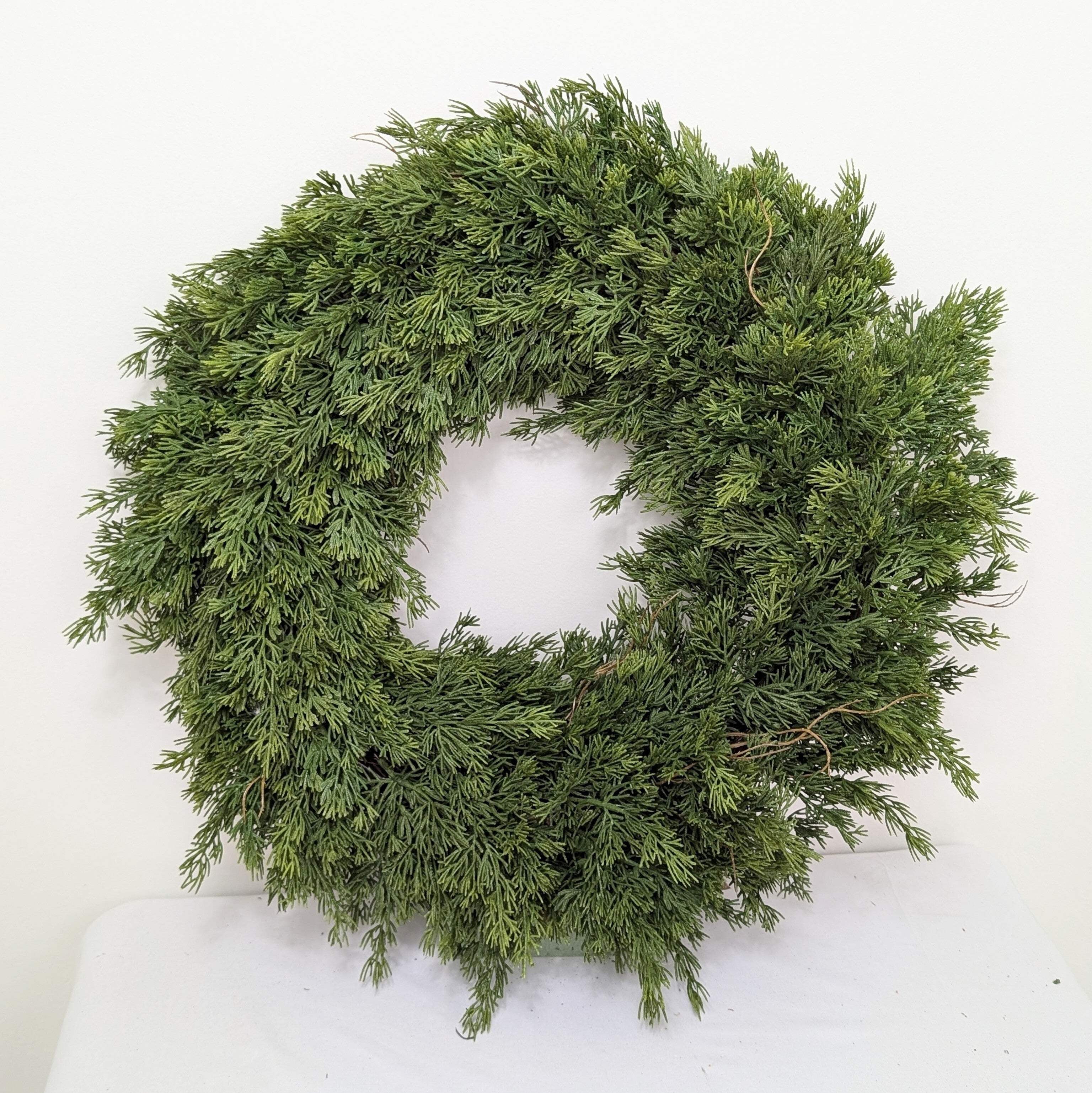 All State Floral 22" Artificial Cedar Wreath, Realistic Faux Cedar ...