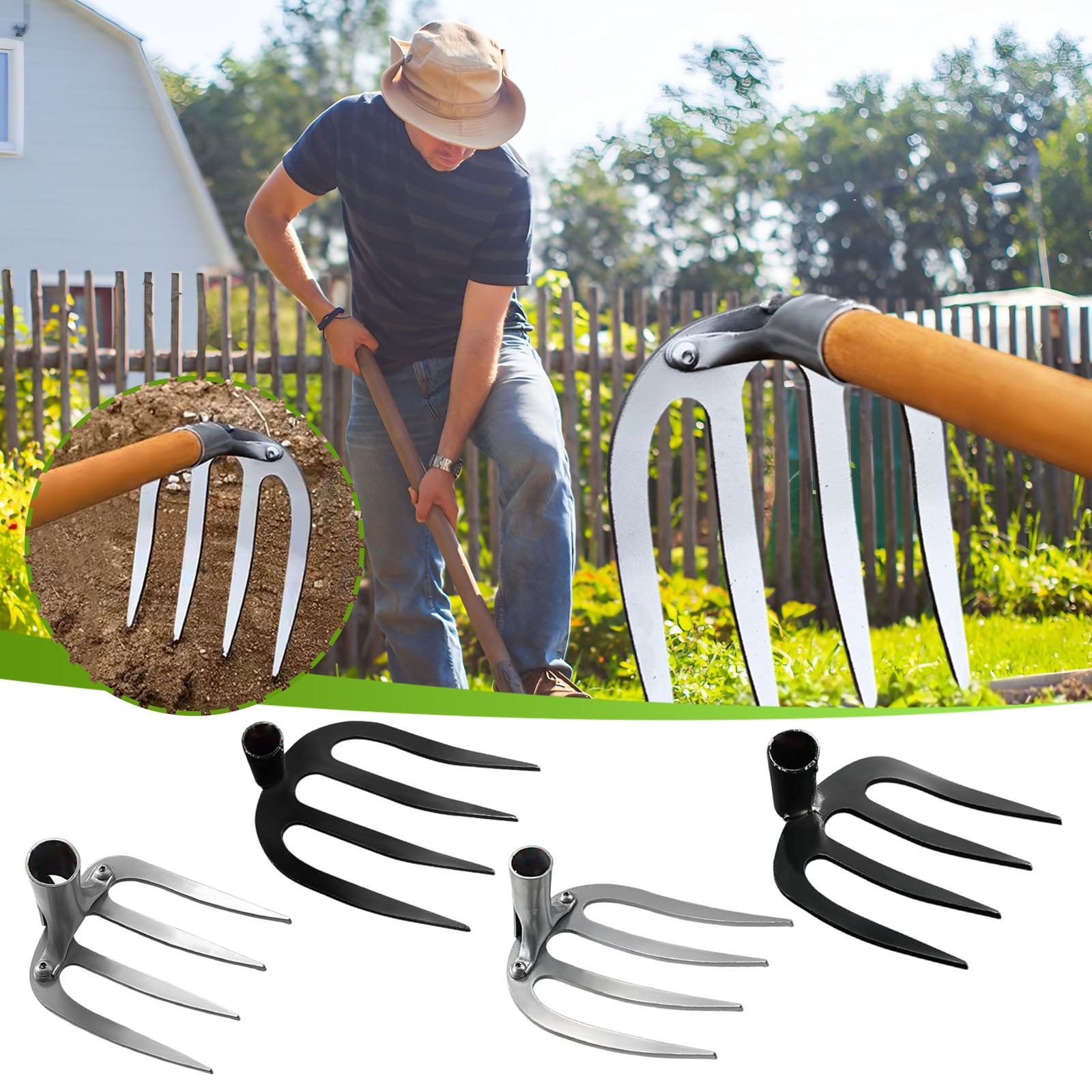 All-Steel Four-Tooth Hoe Rake | Heavy Duty Iron Cultivator for ...