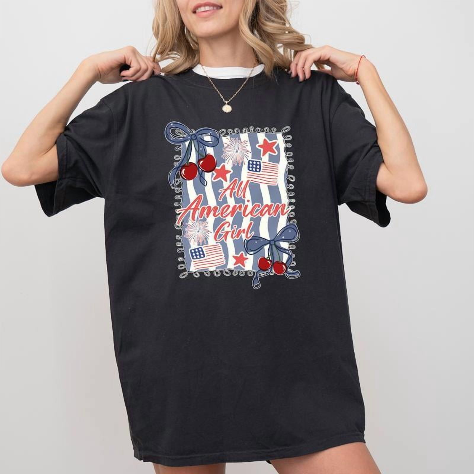 All Style T - ShirtAll Girl Text with Patriotic & Sweet Icons – A ...