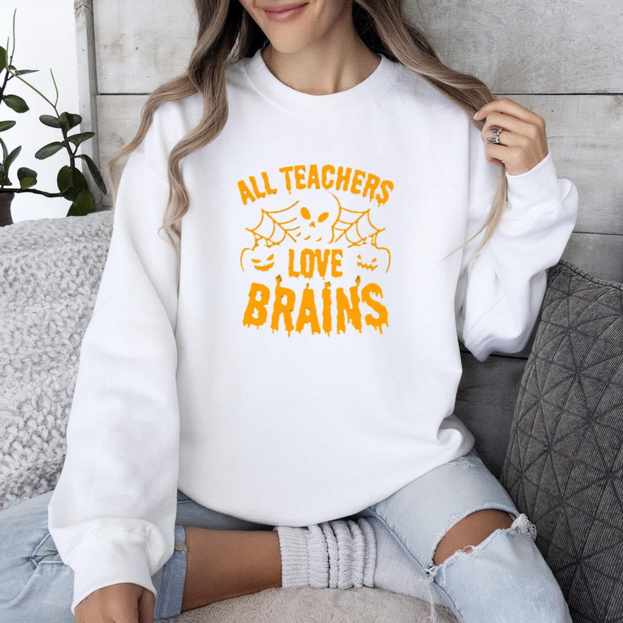 All Teachers Love Brains Funny Halloween Zombie Teacher School Graphic ...