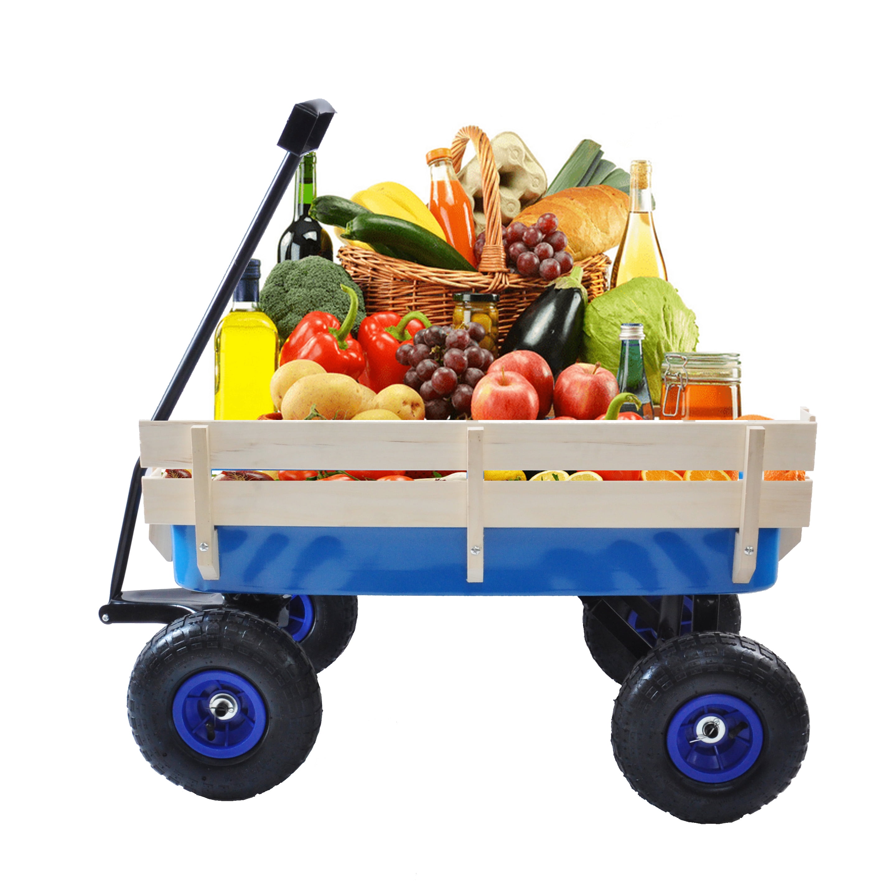 All Terrain Cargo Wagon, Outdoor Garden Cart with Wood Railing, Kids ...