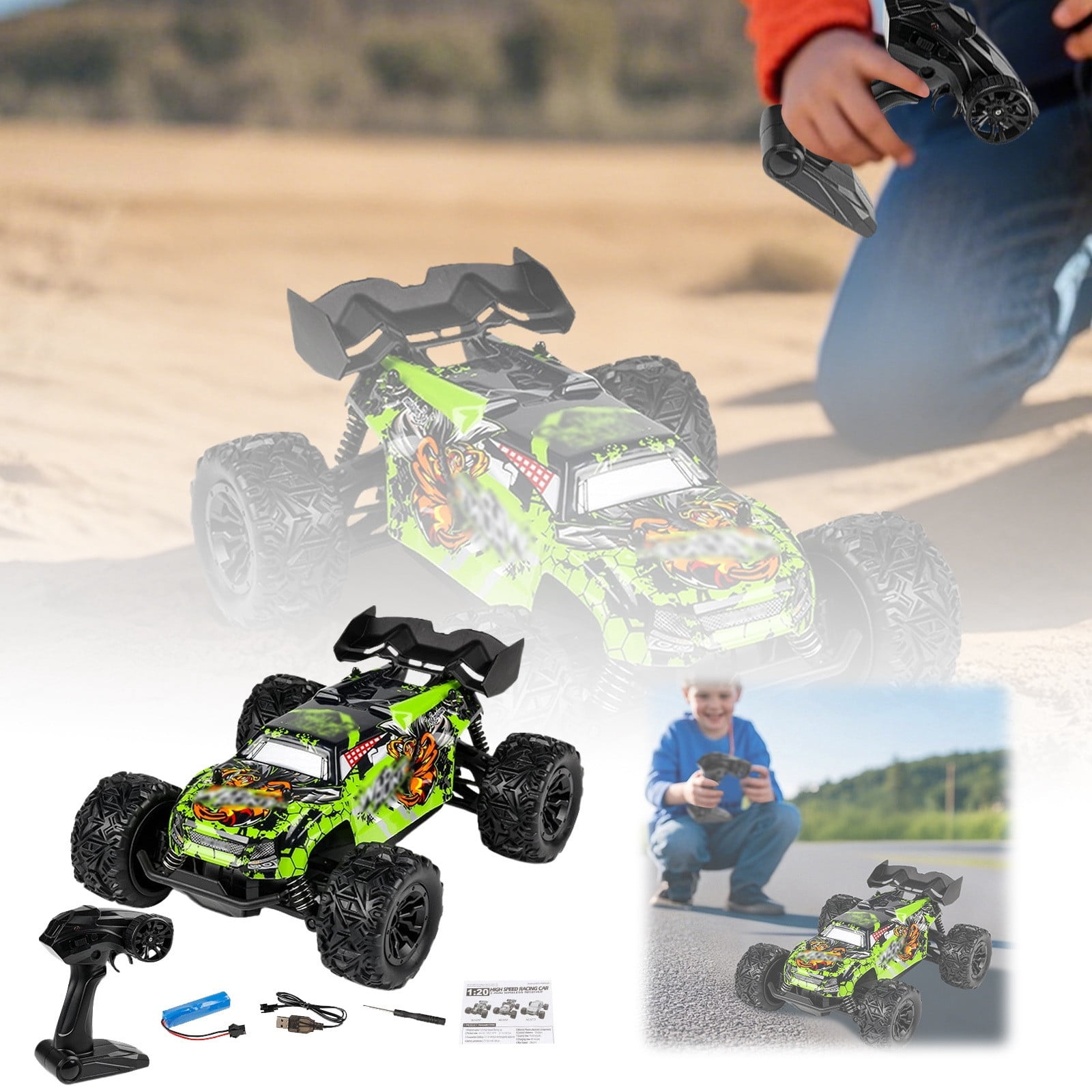All Terrain Remote Control Car 1/20 Scale Fast 20+ KMH Off Road Vehicle ...