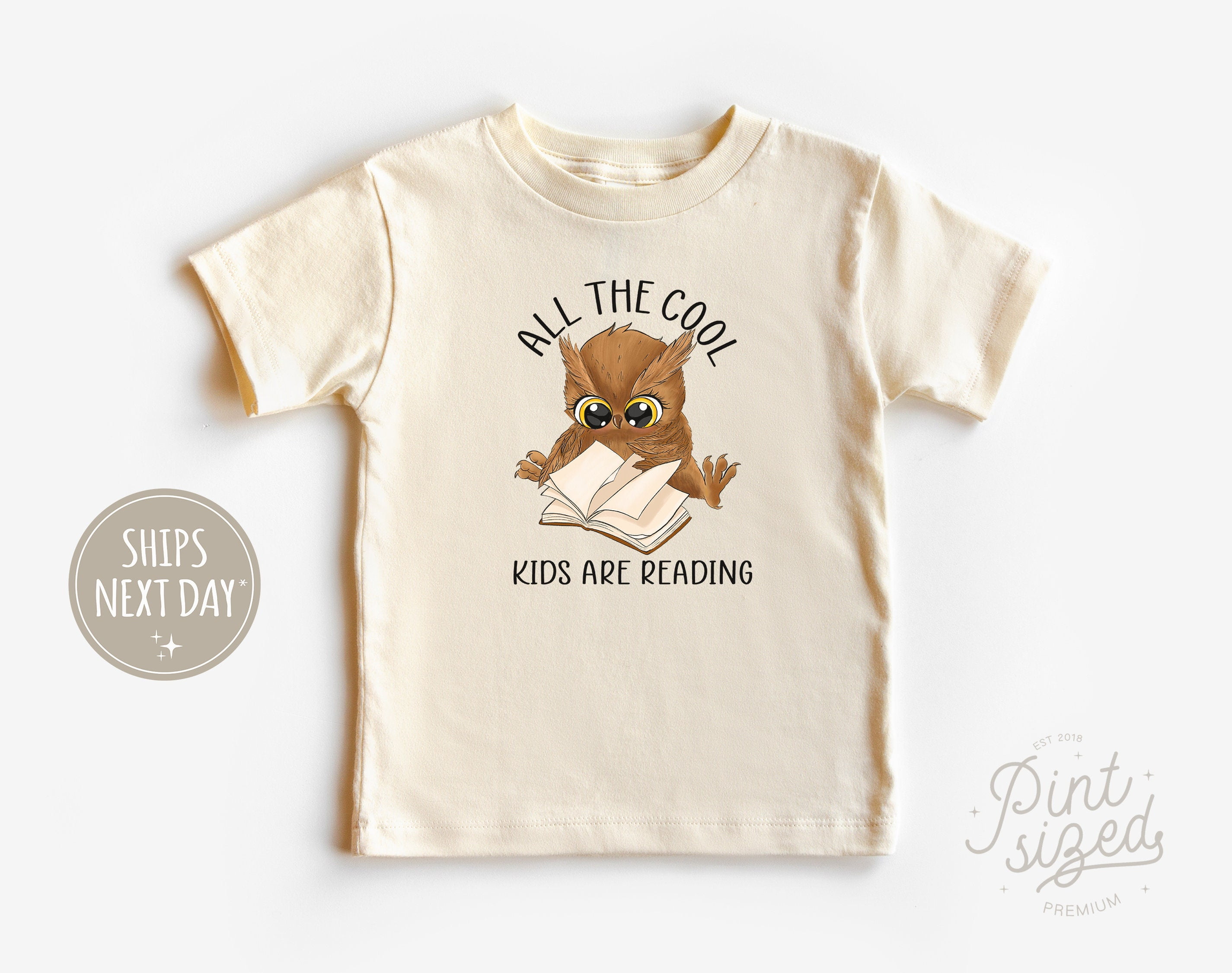 All The Cool Kids Are Reading Toddler Shirt, Cute Owl Kids Tee, Book ...