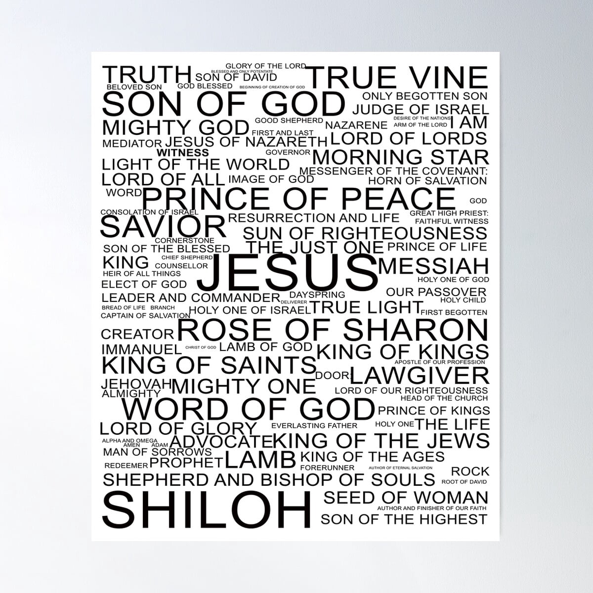 All The Names Of Jesus-Christ Poster Wall Art, Modern Wall Decor For ...