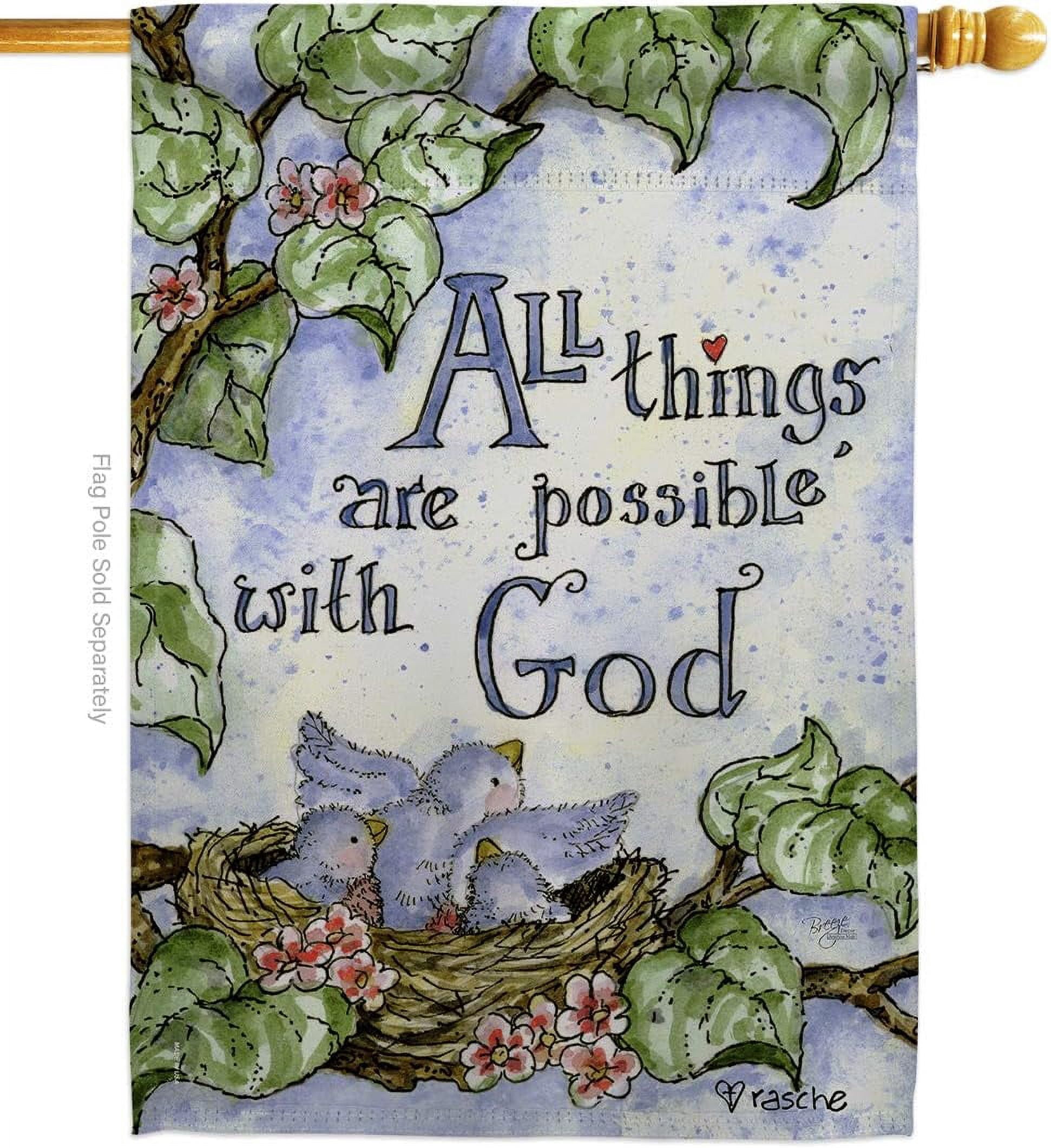 All Things Are Possible With God House Flag Religious Bible Verses ...