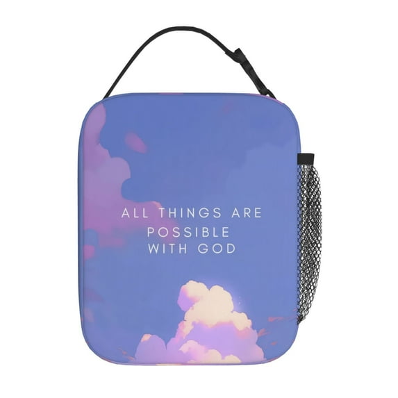 All Things Are Possible With God Lunch Bag Tote Bag Portable Insulated ...