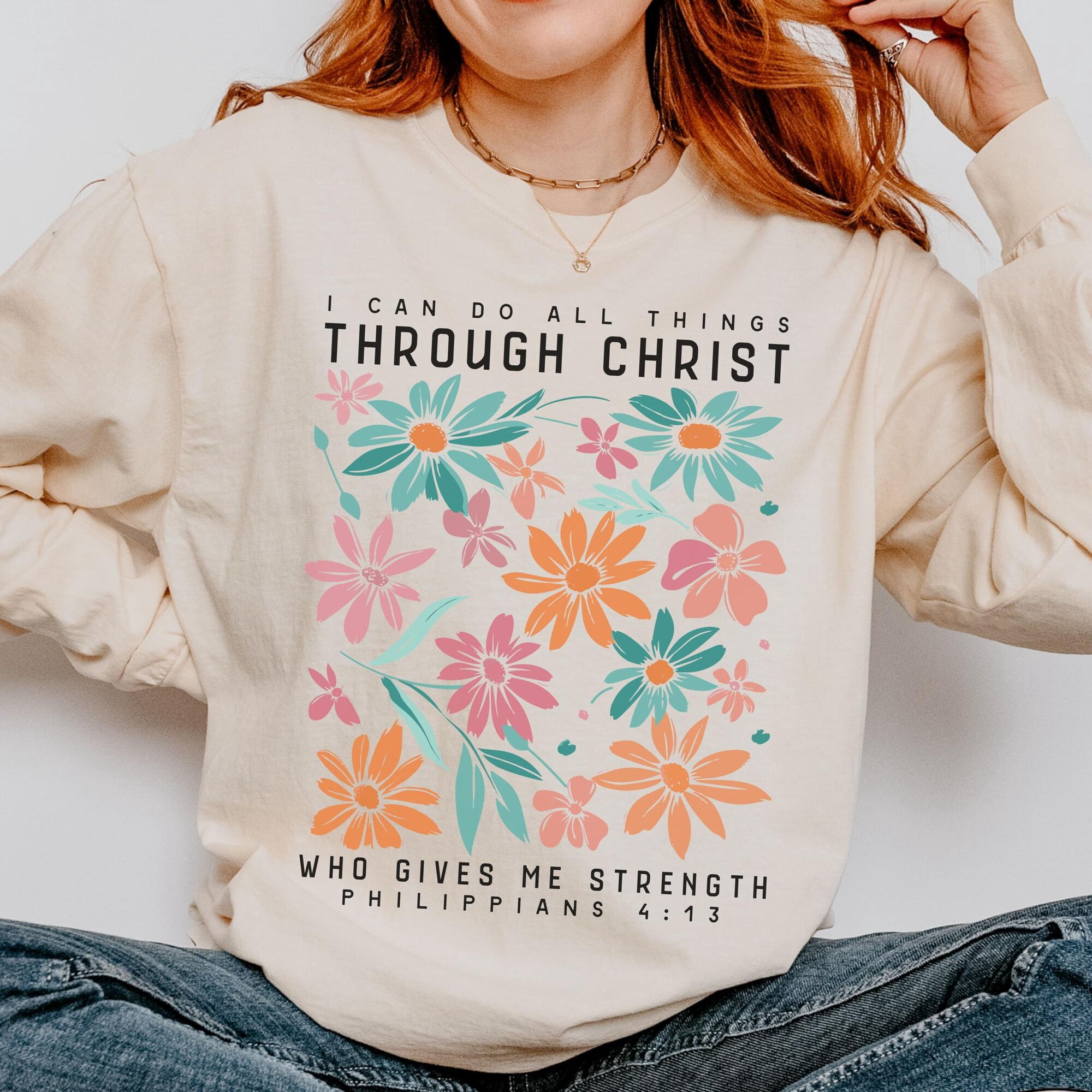 All Things In Christ Christian Longsleeve Shirt Shirt Boho Christian ...