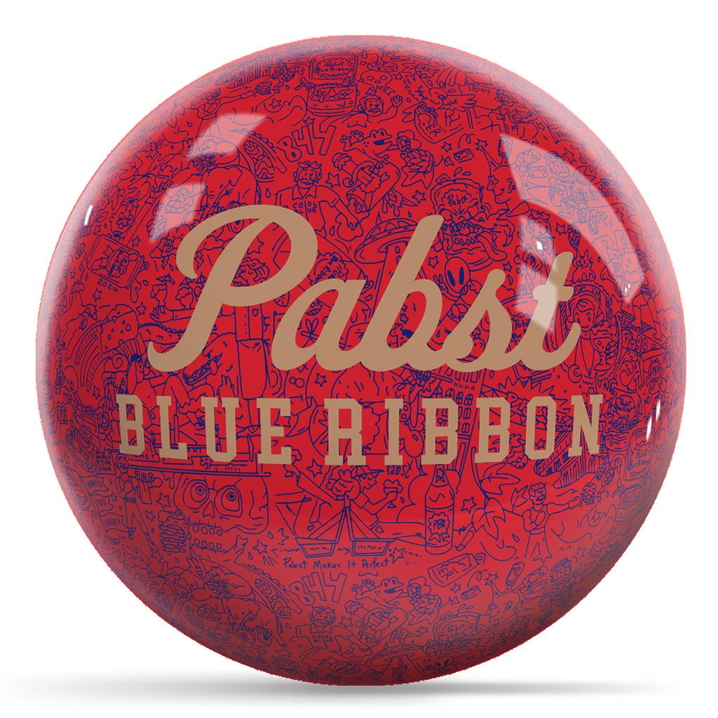 All Things Pabst Bowling Ball - Red with Blue/Gold Logo 12lbs - Walmart.com