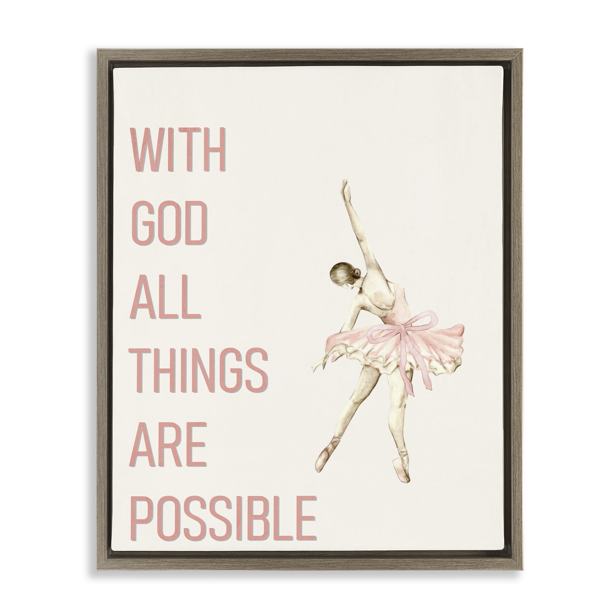 All Things Possible Ballerina Brown Framed Floater Canvas Wall Art ...