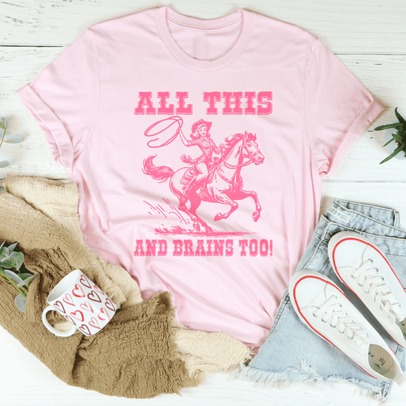 All This And Brains Too Tee Heather Prism Peach S Peachy Sunday T-Shirt ...