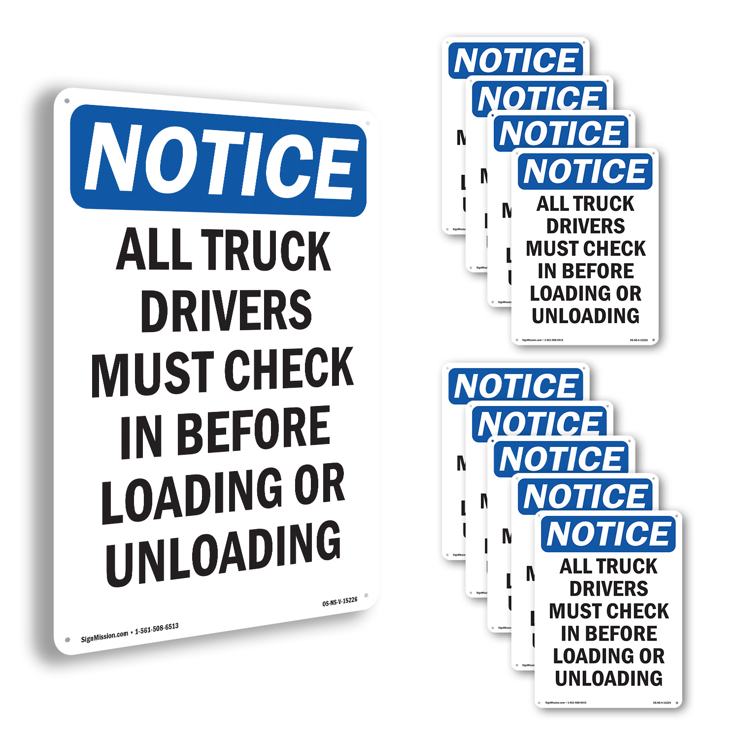All Truck Drivers Must Check In OSHA Notice Rigid Plastic Sign 10 Inch ...