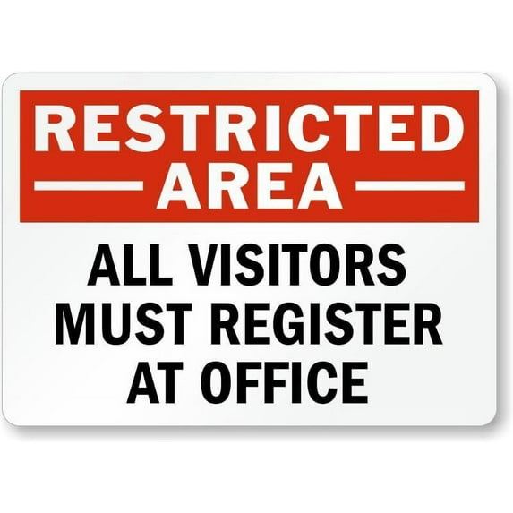 All Visitors Register At Office Weatherproof Metal Aluminum Sign SIZE ...