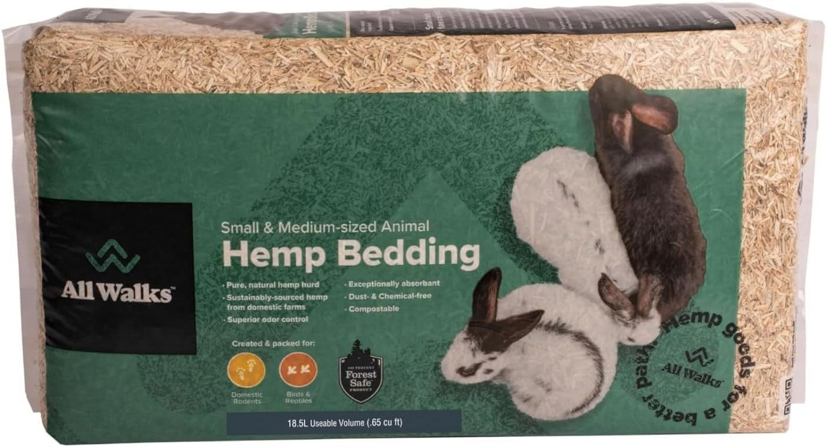 All Walks (18.5L Hemp Bedding for Chicken Coops, Hamsters, Rabbits, and ...