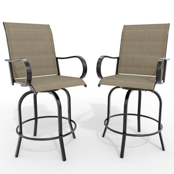 All-Weather 360° Swivel Patio Bar Stools Set of 2 – High Back ...