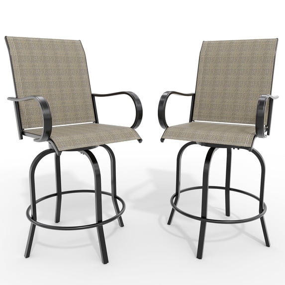 All-Weather 360° Swivel Patio Bar Stools Set of 2 – High Back ...