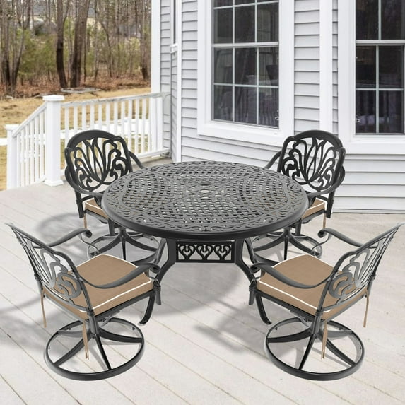 All-Weather Aluminum Dining Set | 5 Pieces, 4 Chairs, 48.03" Round ...