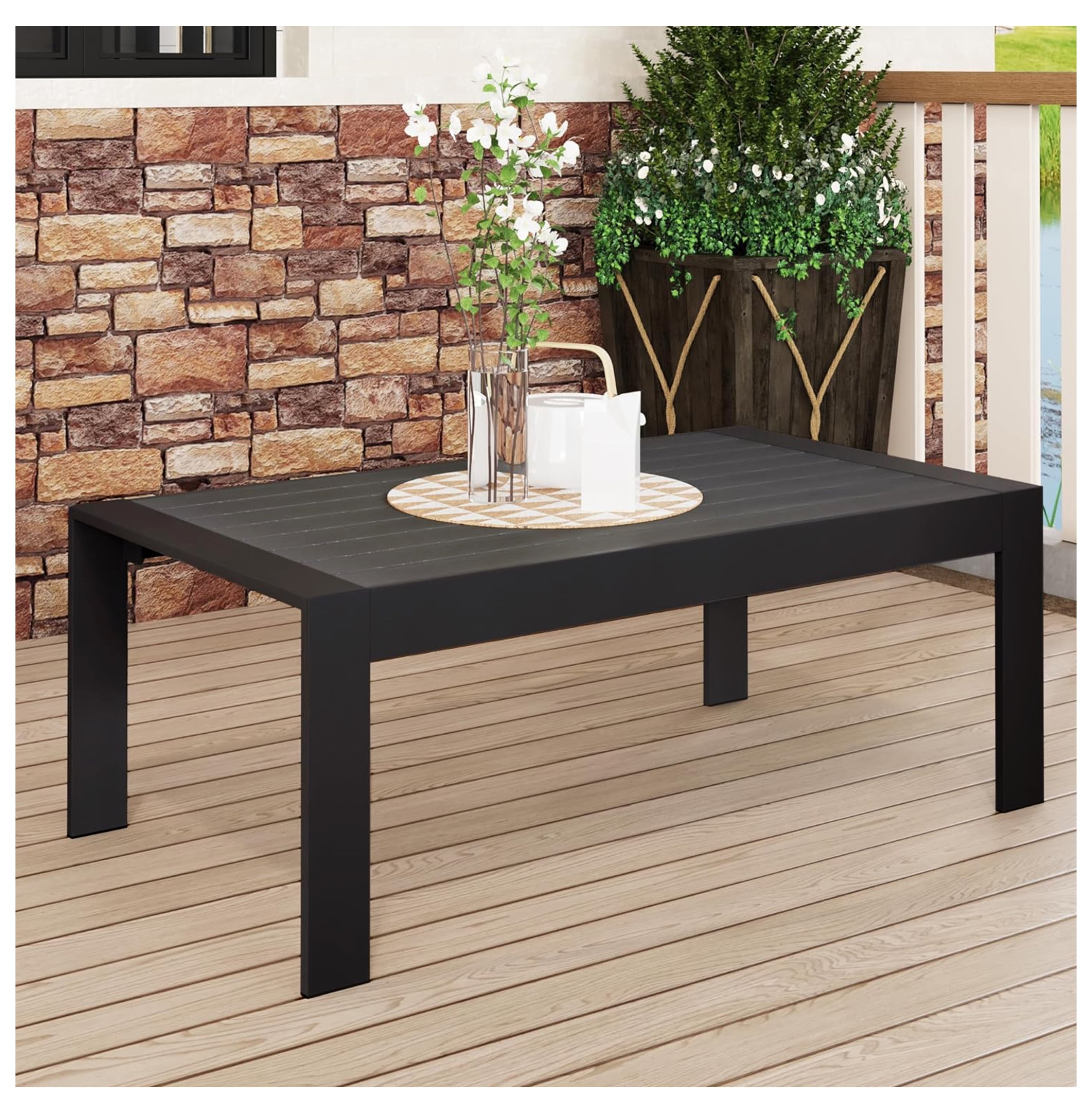 All-Weather Aluminum Outdoor Coffee Table, Modern Coffee Table for ...