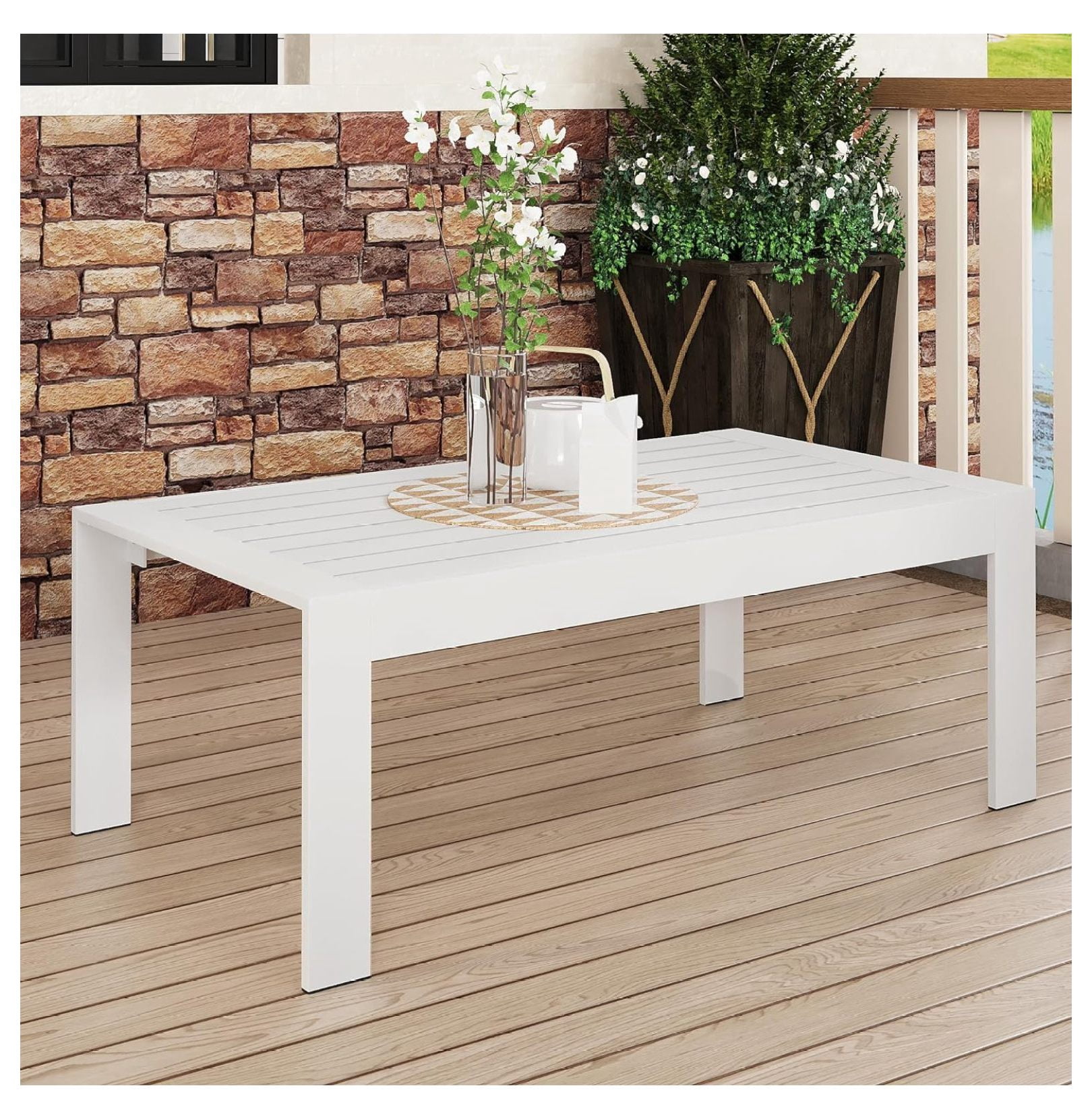 All-Weather Aluminum Outdoor Coffee Table, Modern Coffee Table for ...