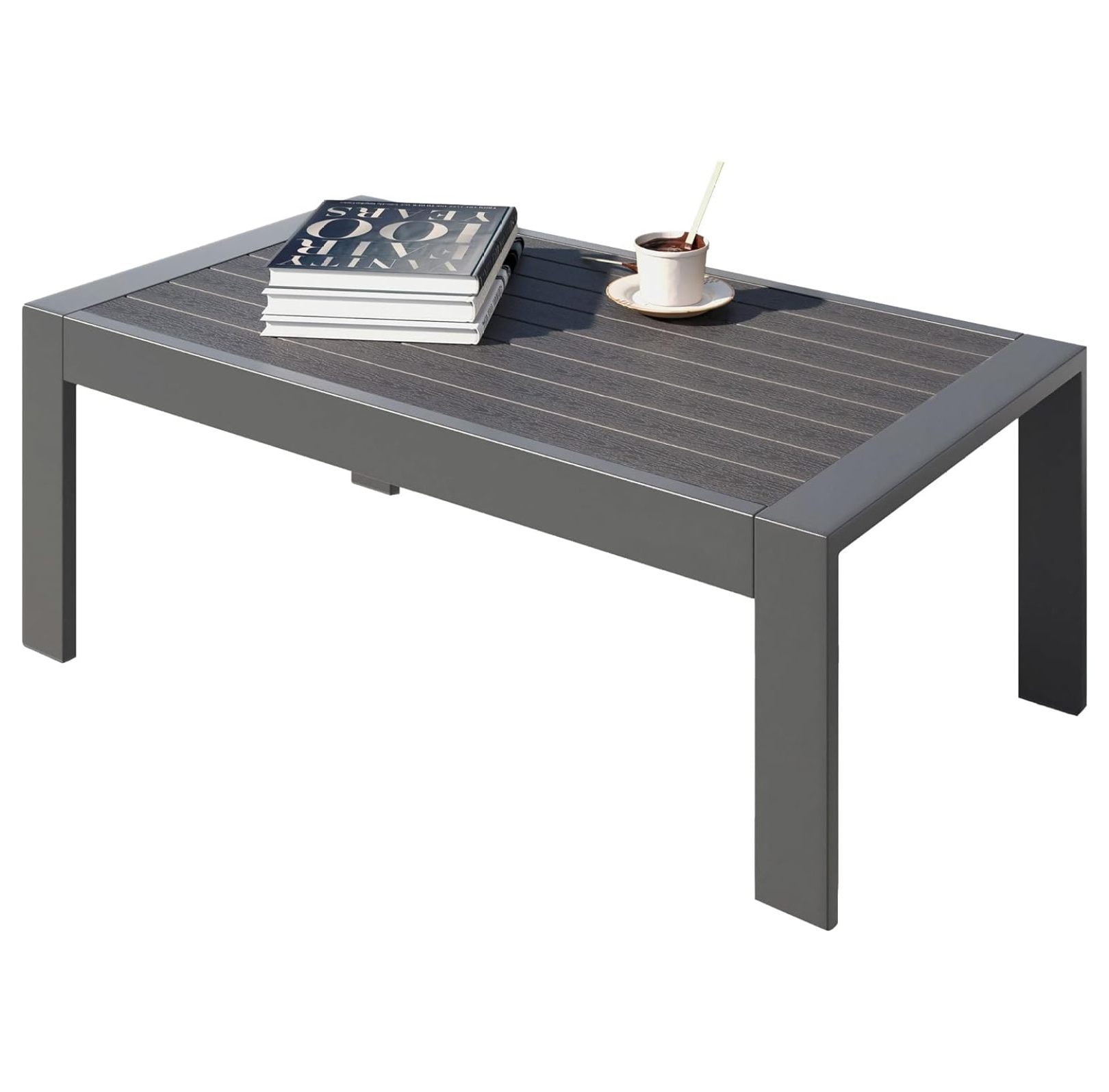 All-Weather Aluminum Outdoor Coffee Table, Modern Coffee Table for ...