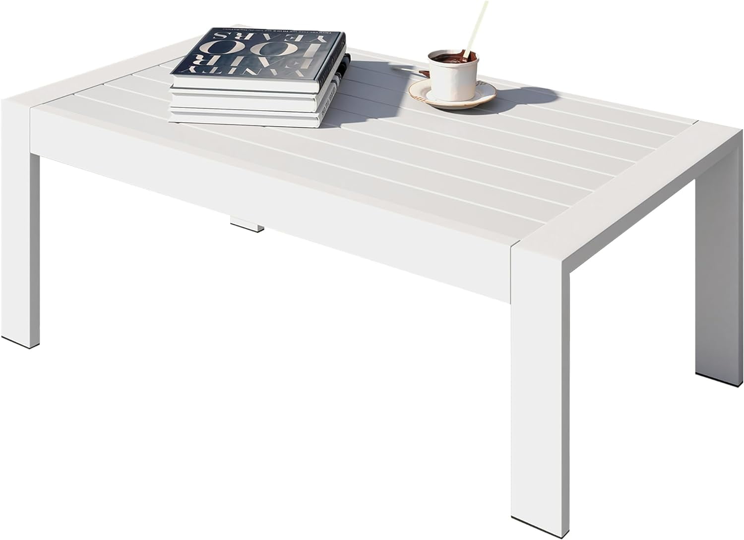 All-Weather Aluminum Outdoor Coffee Table, Modern Coffee Table for ...