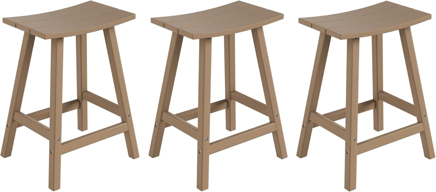 All-Weather Bar Stools Set of 3, 24" Height Outdoor Bar Stools ...