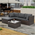 All-Weather Brown PE Wicker Patio Furniture Set, 5-Pc Outdoor Sectional ...