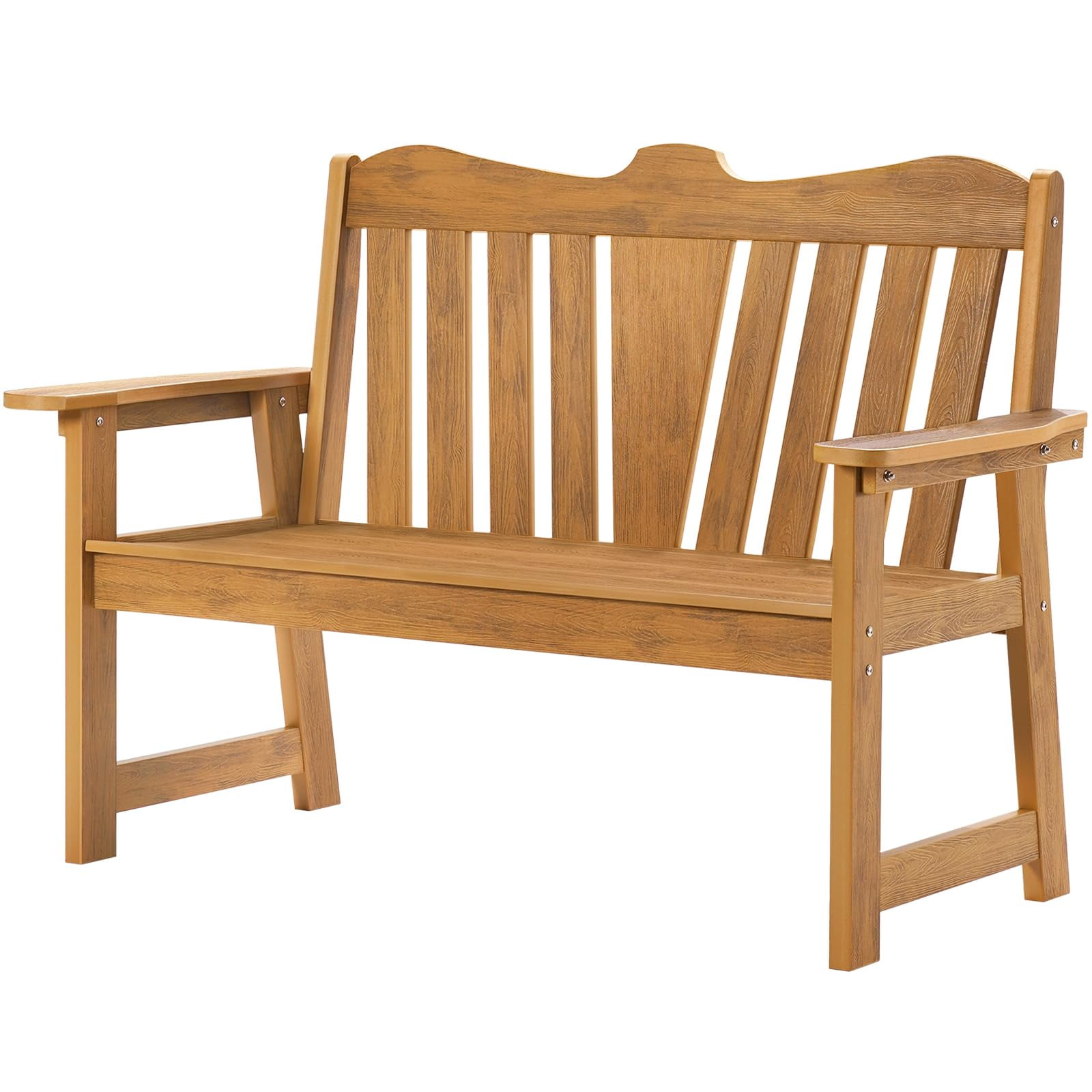 All-Weather Garden Bench 2-Person Capacity, Sturdy Wide Armrests ...