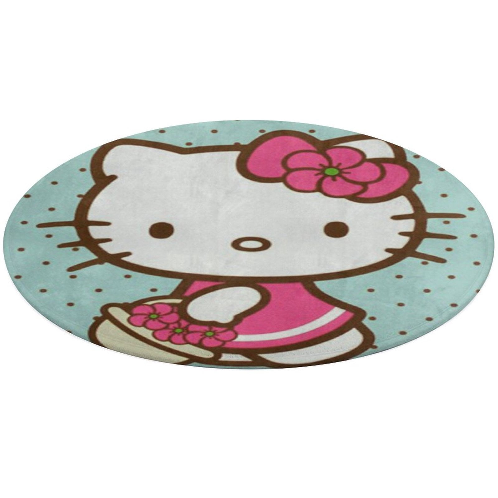 All Weather Hello Kitty Flower Basket Round Area Rugs Doormat, Low ...