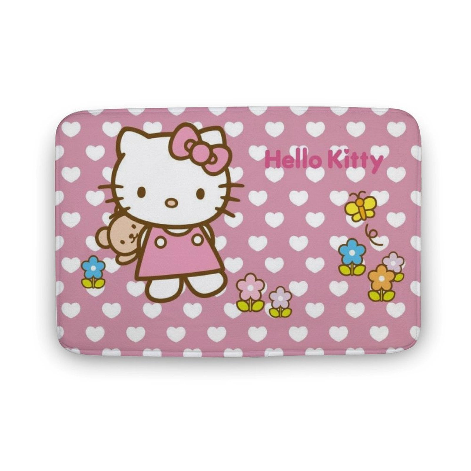 All Weather Hello Kitty Flowers Bear Heart Doormat, Low Profile ...