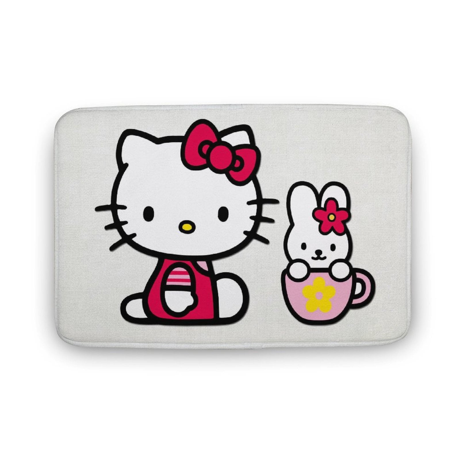 All Weather Hello Kitty Rabbit Flower Cup Doormat, Low Profile Entryway ...