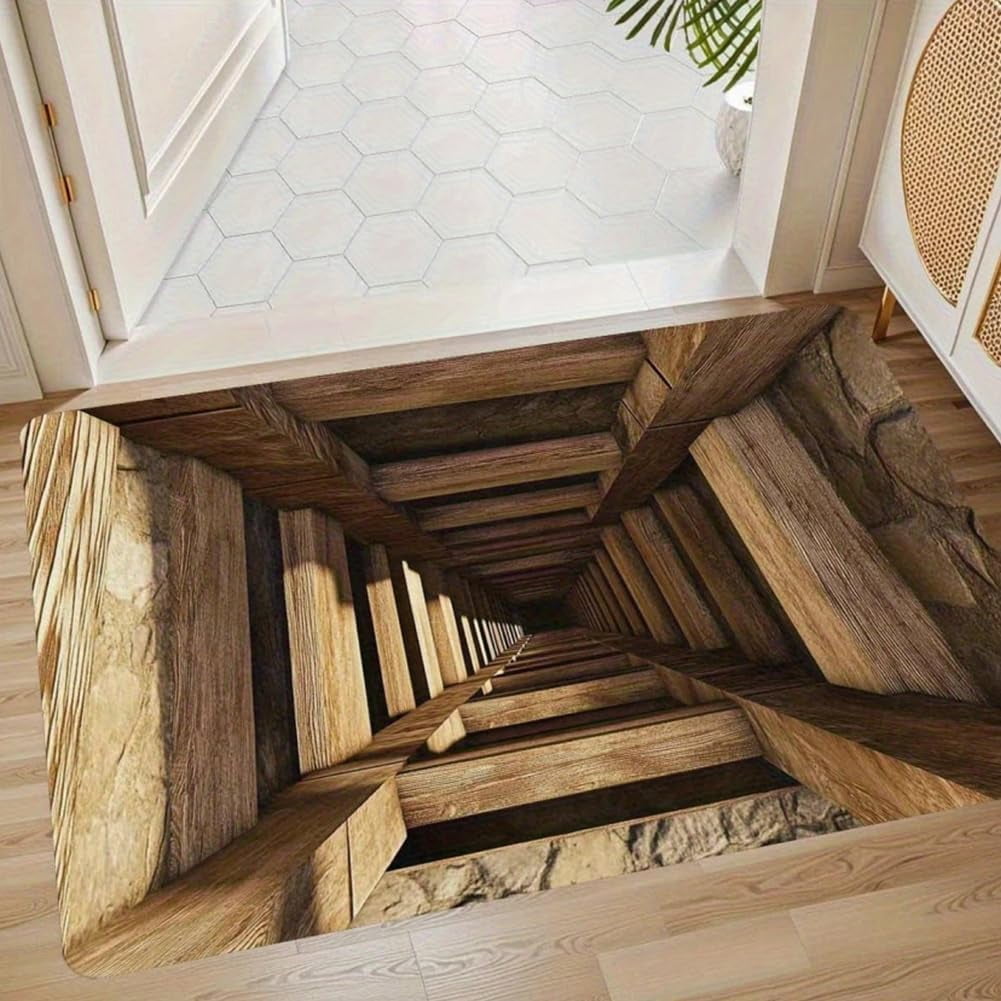 All-Weather Indoor/Outdoor Entrance Doormat with 3D Optical Crack ...