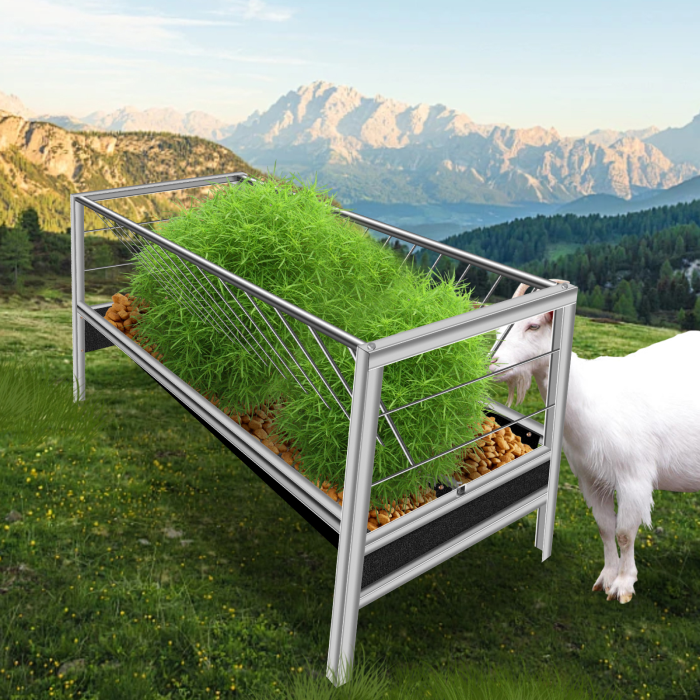 All-Weather Livestock Goat Feeder, Goat Hay Feeder, Pasture Feeder, Stainless Steel & Rubber, 77 ...