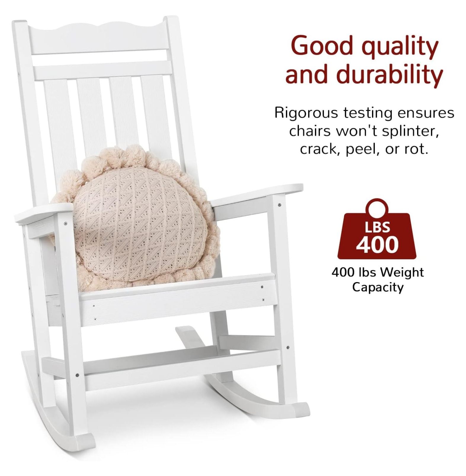 All-Weather Outdoor & Indoor Rocking Chair, Porch Rocker with 400 lbs ...