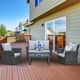 All-Weather Outdoor Patio Sofa Set, 4-Piece Wicker Rattan Sectional ...