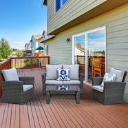 Alpha Joy Wicker Patio Furniture Conversation Set Boho Style Outdoor ...