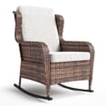 All-Weather PE Rattan Rocking Chair, High-Back Patio Rocker with Soft ...
