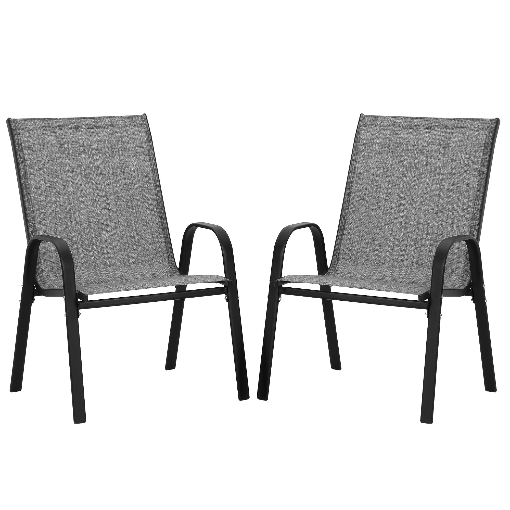 Stackable Patio Chairs Pair, Lightweight Textilene Outdoor Dining ...