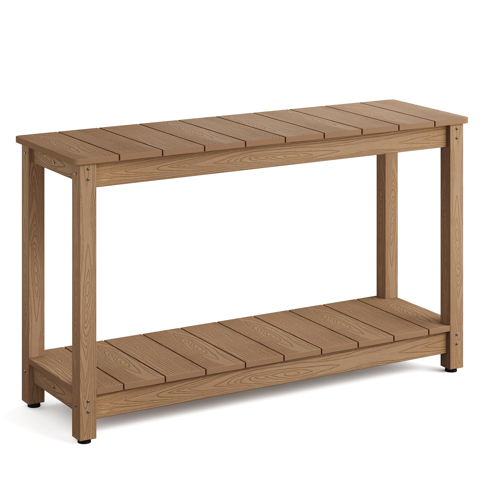 All-Weather Patio Console Table, 2-Tier Outdoor Table with Adjustable ...