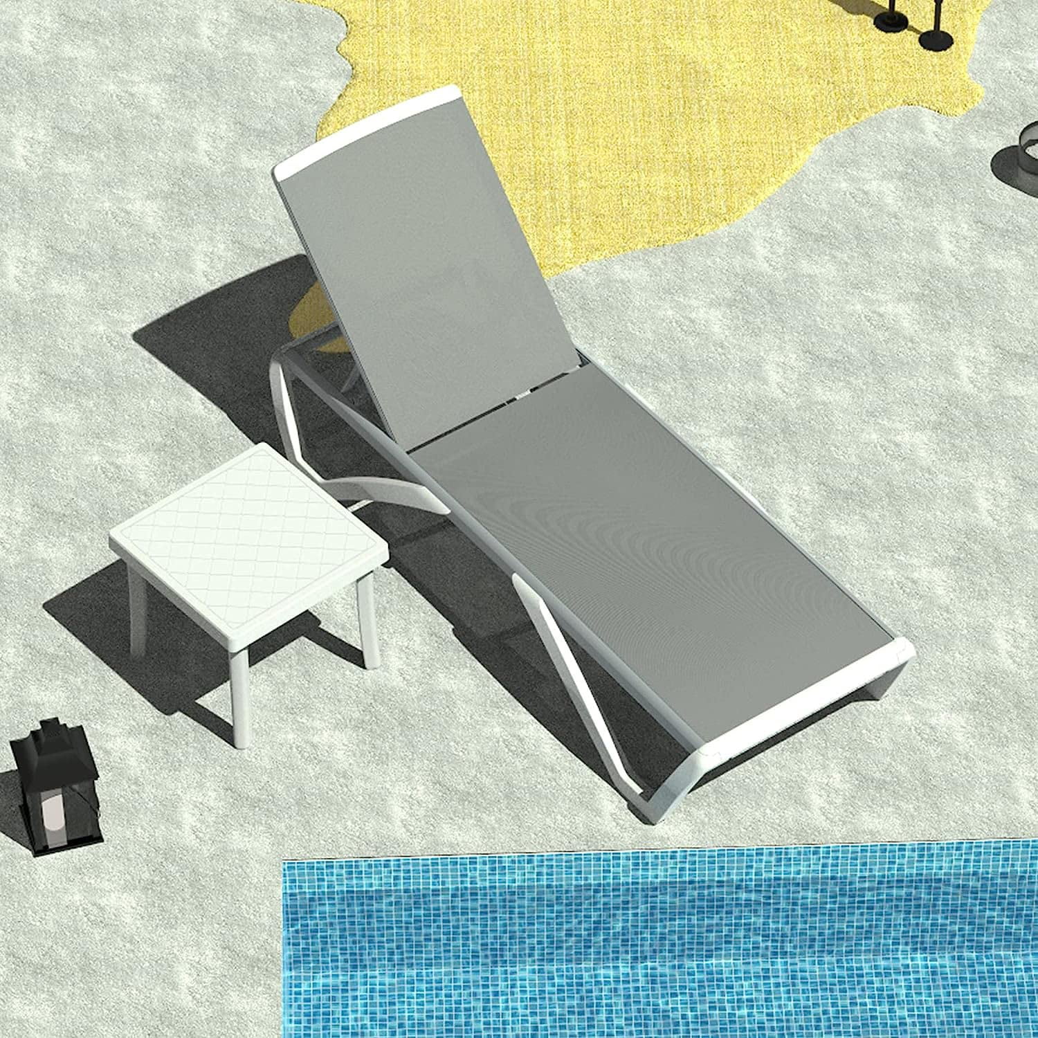 All Weather Patio Lounge Chair, 5 Position Adjustable Aluminum Chaise ...