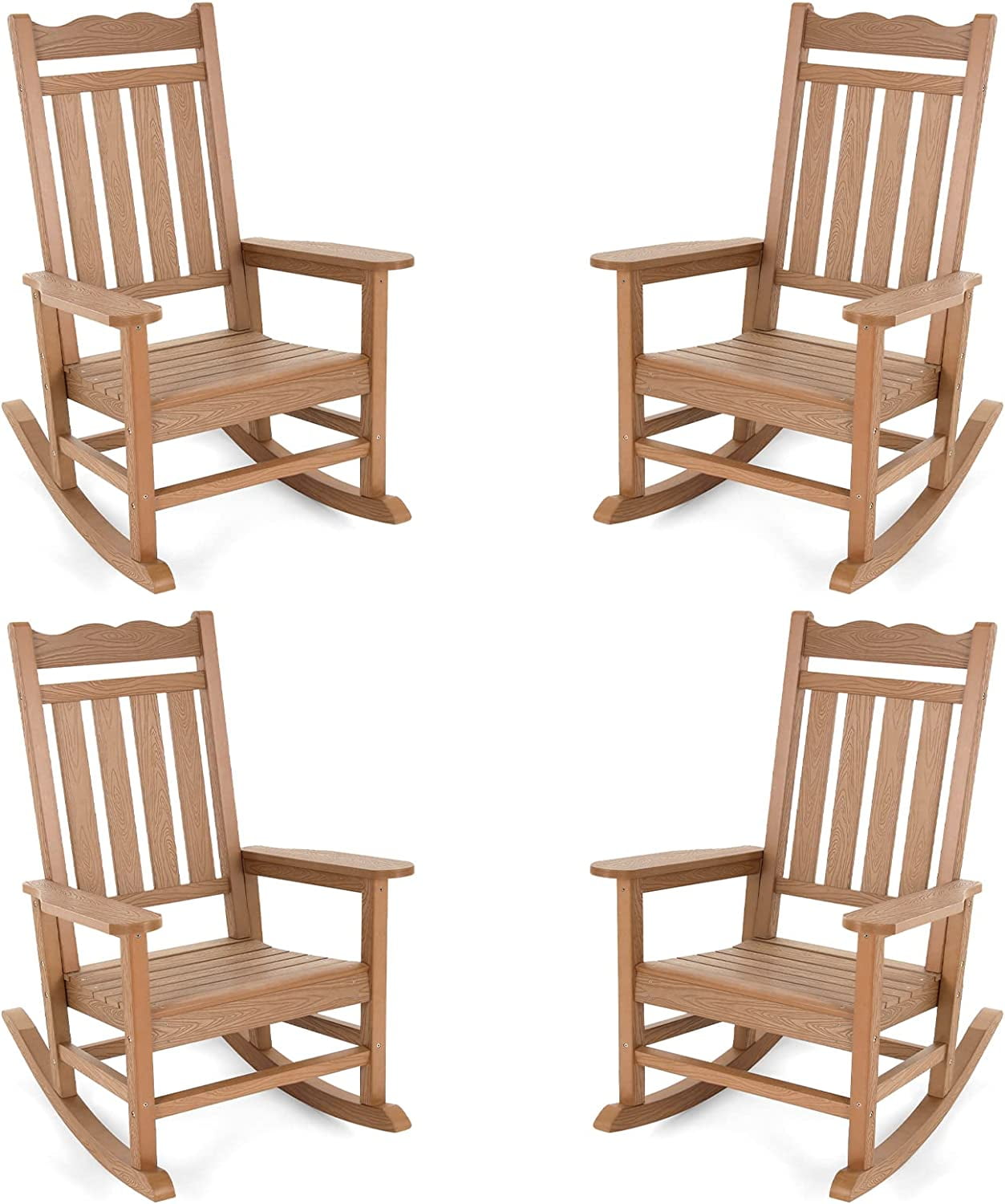 All-Weather Patio Rocking Chairs Set of 4, Porch Rocker with 400 lbs ...