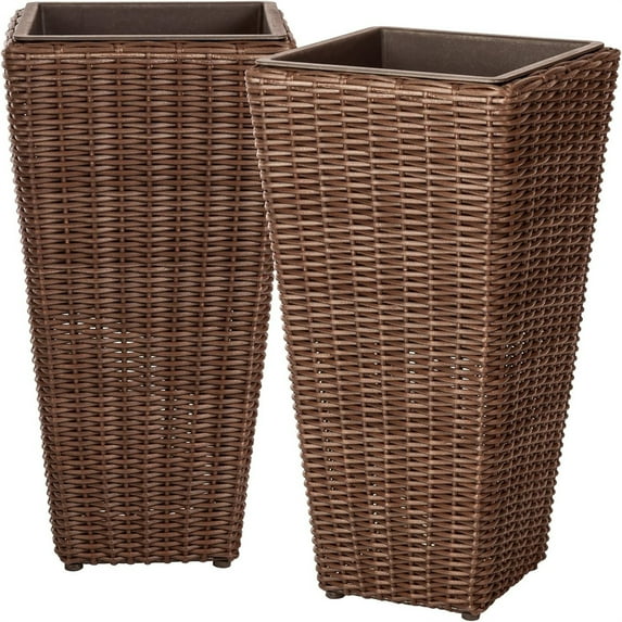 All-Weather Planter Set with Liners Tall Plant Box for Outdoors Patio ...