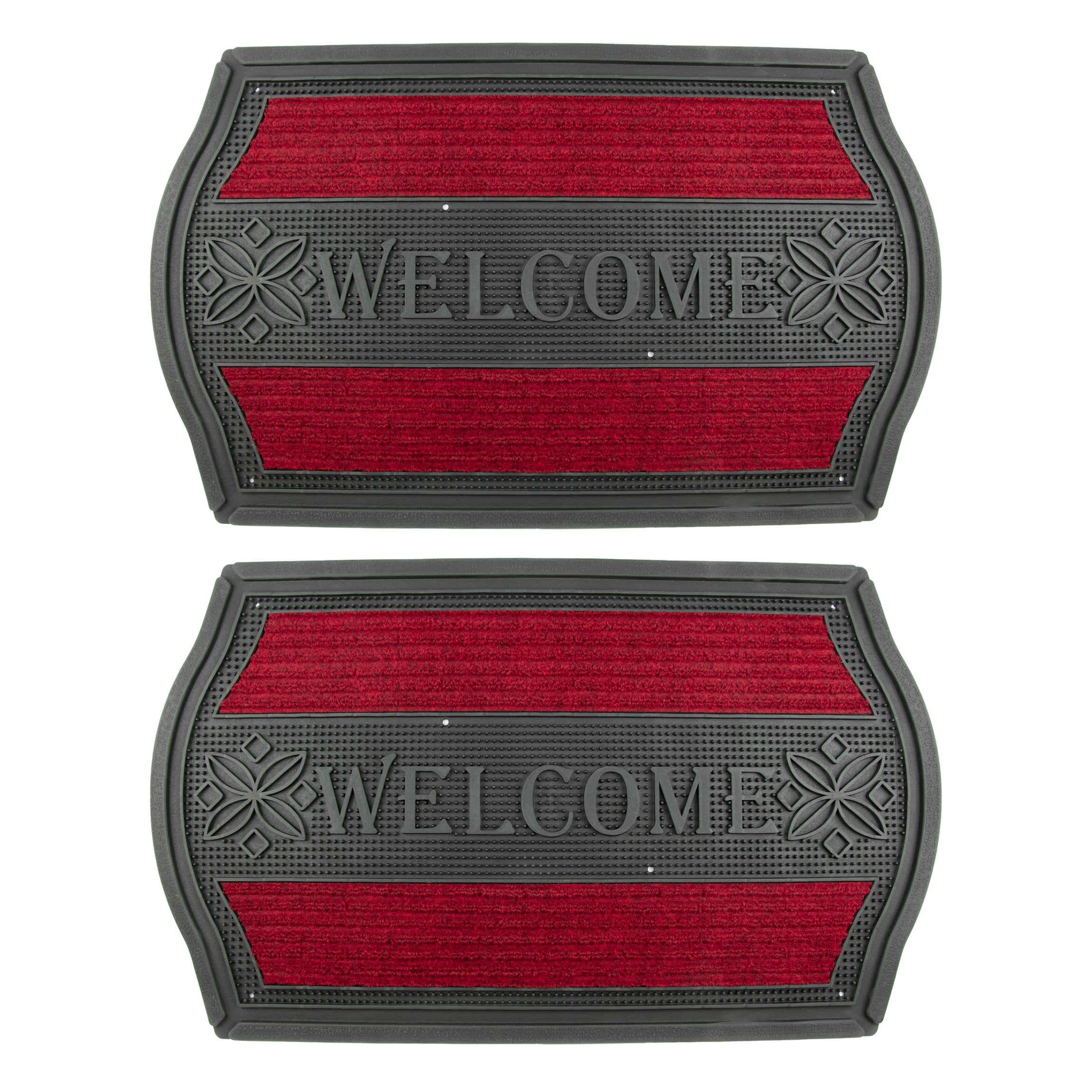 All Weather Red and Black WELCOME Doormats, 2 Pack - Walmart.com